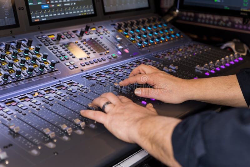 Large Panel of the Stage Controller with Screens Stock Photo - Image of ...