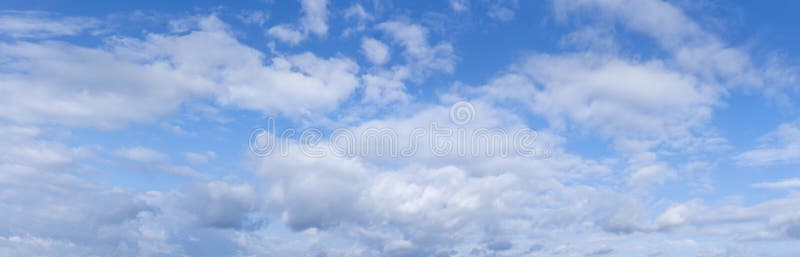 Large Panorama of a Real Blue Sky with White Clouds Stock Photo - Image ...