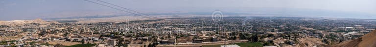 Panoramic View of Jericho City from Monastery of the Temptation Stock ...