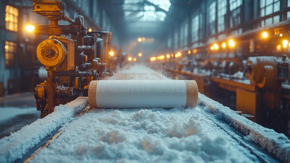 Large Paper Production Machine in a High-tech Industrial Mill ...