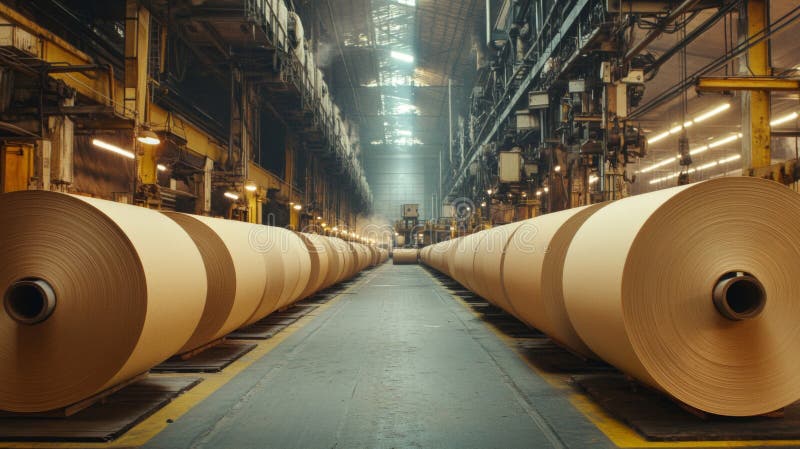 Large Paper Rolls in Industrial Factory Stock Illustration ...
