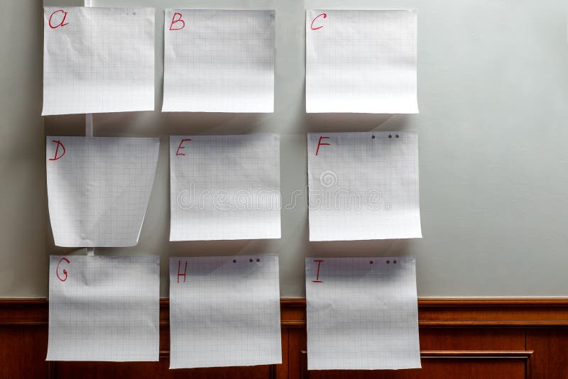 Large Paper Sheets from the Flipchart are Rolled Up on the Table Stock ...