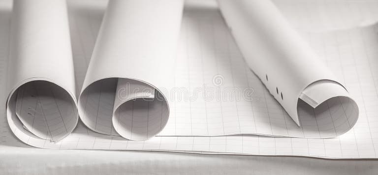 Large Paper Sheets from the Flipchart are Rolled Up on the Table Stock ...