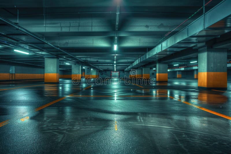 A Large Parking Facility with Many Available Parking Spots Stock Image ...