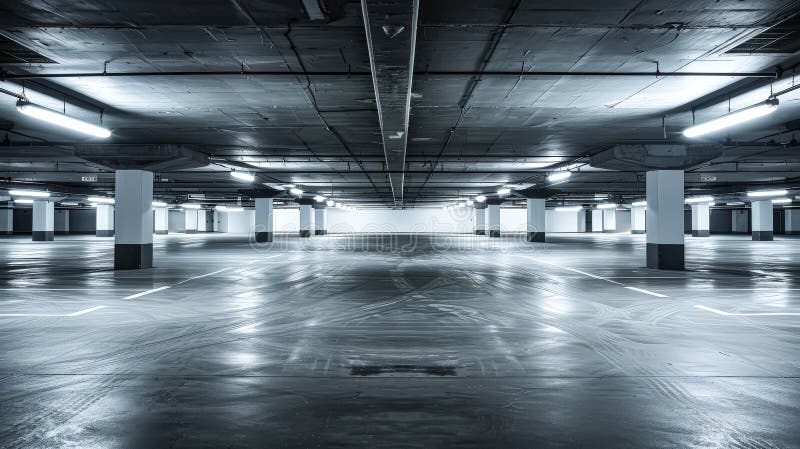 Large Parking Lot with No Cars in it. Stock Image - Image of background ...