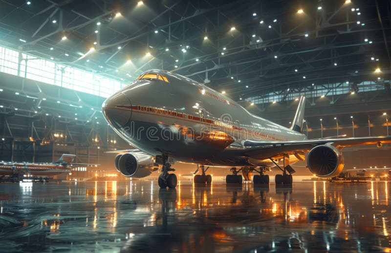 Large Passenger Airplane is Standing on the Airport Hangar Stock Image ...