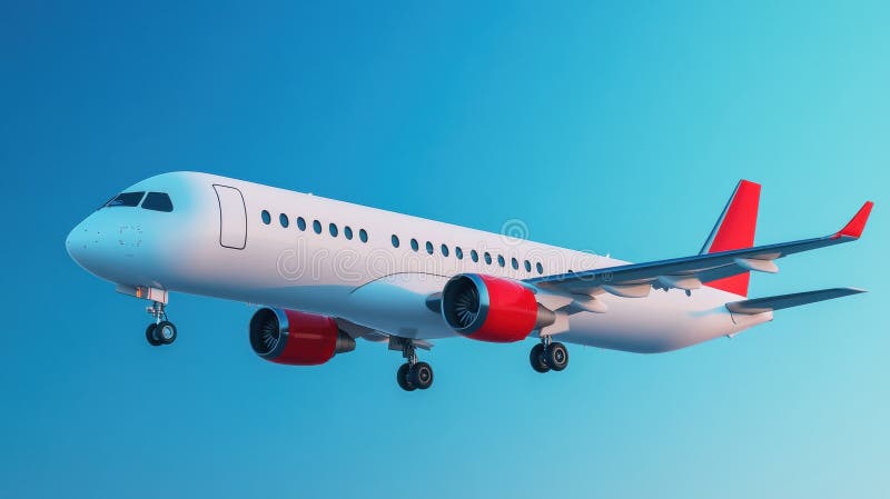 A Large Passenger Jet Flying through a Blue Sky Stock Illustration ...