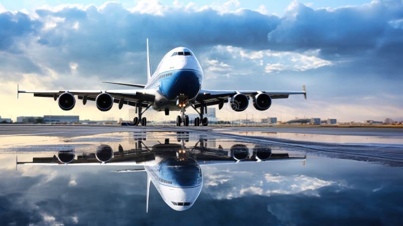 A Large Passenger Plane Lands on the Runway. Tourism and Travel Concept ...