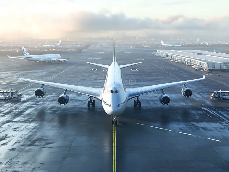A Large Passenger Plane Sits on the Tarmac at an Airport Stock ...