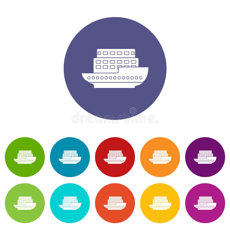 Large Passenger Ship Set Icons Stock Vector - Illustration of isolated ...