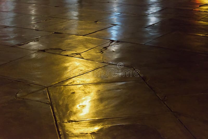 Large Paving Stones at Night with Reflections Editorial Stock Image ...