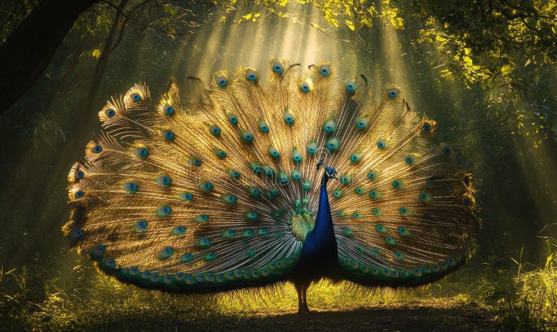 A Large Peacock is Standing in the Grass Stock Photo - Image of peafowl ...