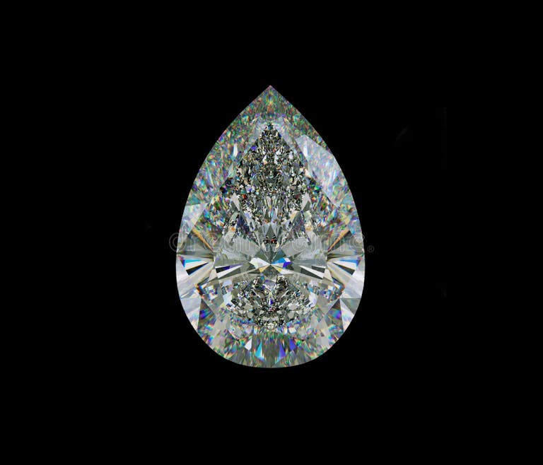 Large Pear Cut Diamond Isolated on Black Stock Illustration ...