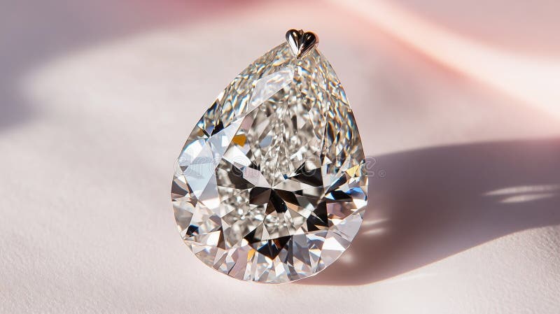 Large Pear Shaped Diamond Showing Refraction and Dispersion of Light ...