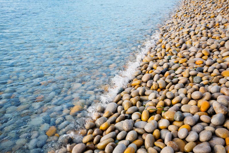 Large Pebbles on the Seashore in the Morning Stock Image - Image of ...