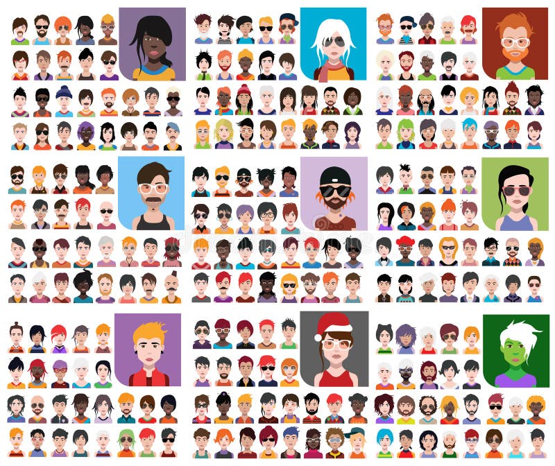 Collection of 150 Diverse Avatars - Set 2 Stock Vector - Illustration ...