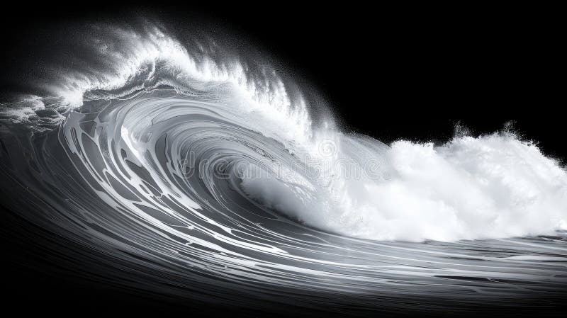 A Large, Perfectly Formed Blue Ocean Wave Breaks in Slow Motion ...