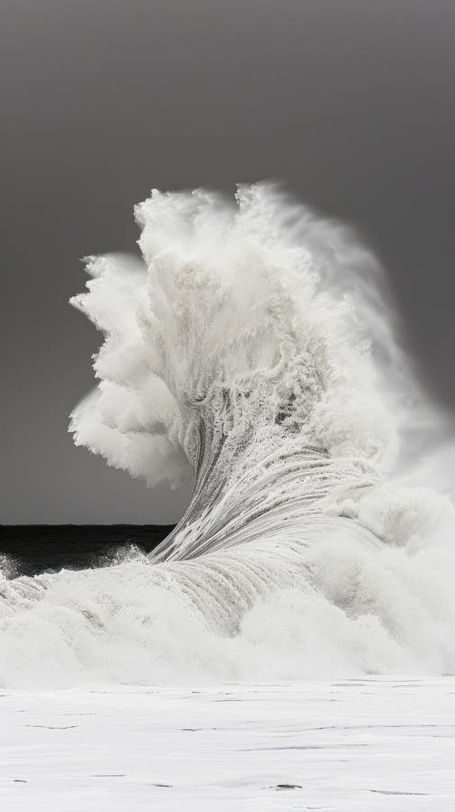 A Large, Perfectly Formed Blue Ocean Wave Breaks in Slow Motion ...