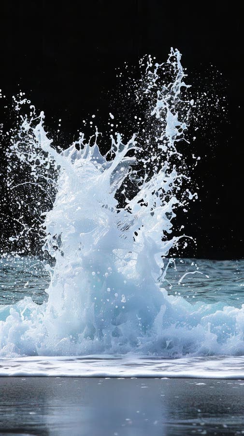 A Large, Perfectly Formed Blue Ocean Wave Breaks in Slow Motion ...