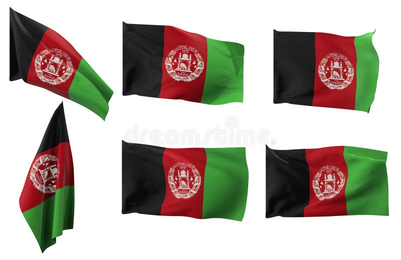 Six Different Flag Position of Afghanistan. Stock Illustration ...