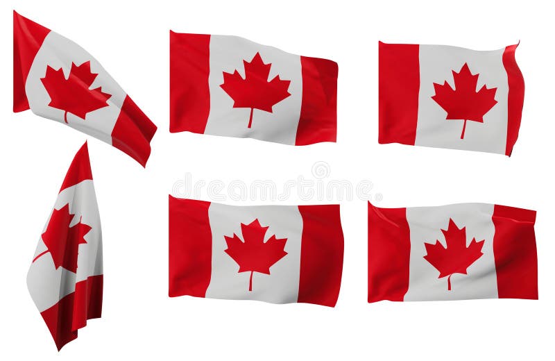 Six Different Positions of the Flag of Canada Stock Photo - Image of ...