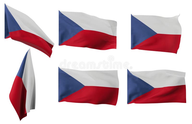 Six Different Positions of the Flag of Czech Republic Stock ...