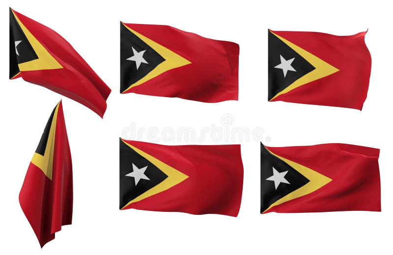Six Different Positions of the Flag of East Timor Stock Illustration ...