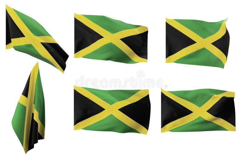 Six Different Flags of Jamaica Stock Illustration - Illustration of ...