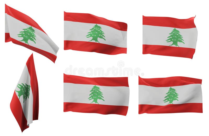 Six Different Flags of Lebanon Stock Illustration - Illustration of ...