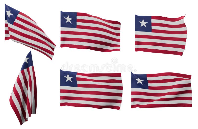 Six Different Flags of Liberia Stock Illustration - Illustration of ...
