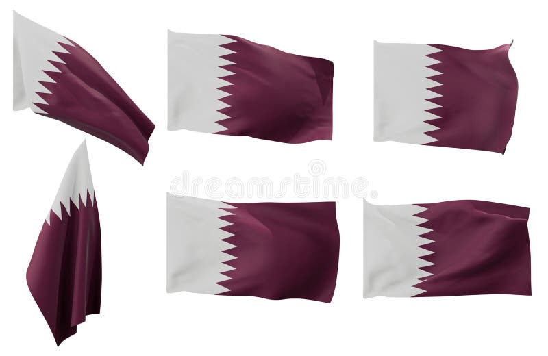 Six Different Positions of the Flag of Qatar Stock Illustration ...