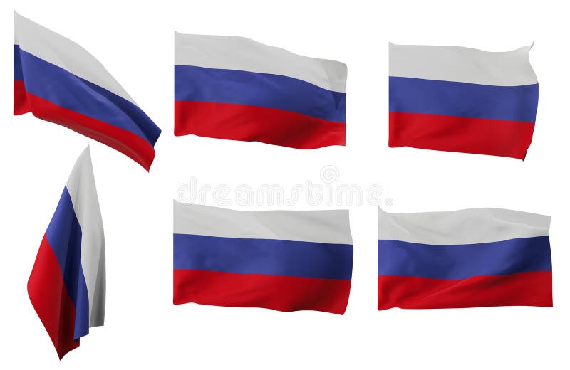Six Different Positions of the Flag of Russia Stock Illustration ...