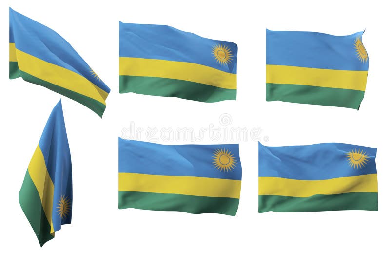 Six Different Positions of the Flag of Rwanda Stock Illustration ...