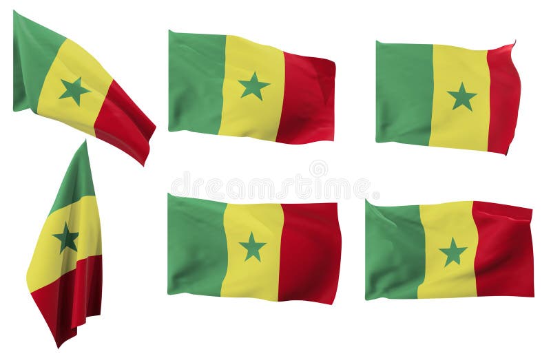 Six Different Positions of the Flag of Senegal Stock Illustration ...