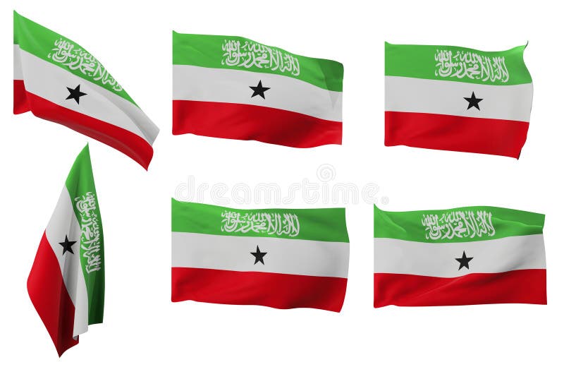 Six Different Positions of the Flag of Somaliland Stock Illustration ...