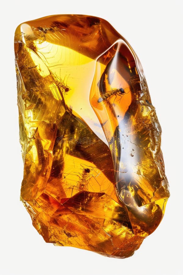 Large Piece of Amber on White Background. Suitable for Scientific or ...