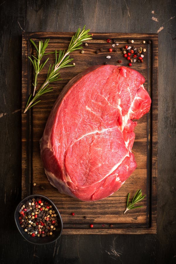 A Large Piece of Beef Chop on a Cutting Board Stock Photo - Image of ...