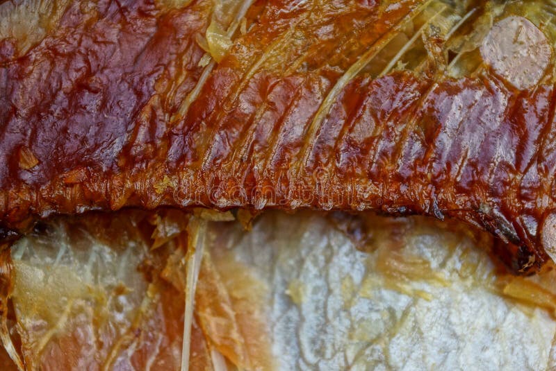 A Piece of Brown Smoked Fish with Bones Stock Image - Image of ...
