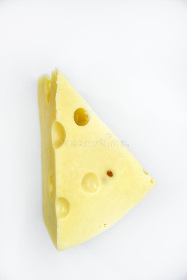 A Large Piece of Cheese on a White Background. a Triangular Piece of ...