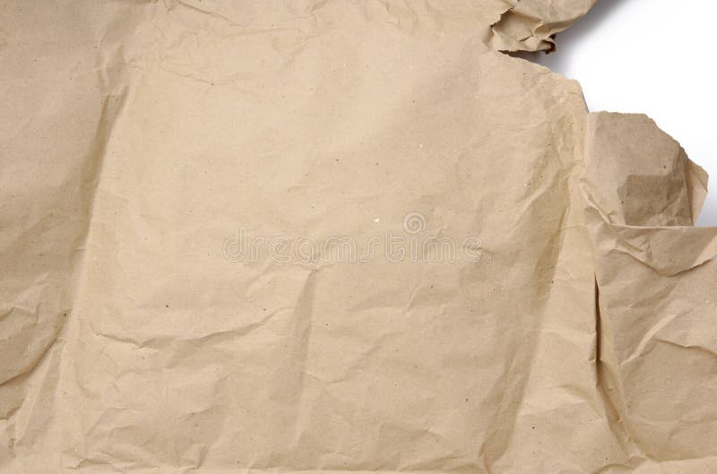 Large Piece of Crumpled Brown Paper with Torn Edge Stock Photo - Image ...