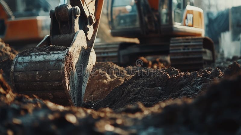 A Large Piece of Equipment is Digging into the Ground Stock ...