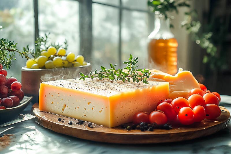 A Large Piece of Hard Cheddar Cheese Stock Illustration - Illustration ...