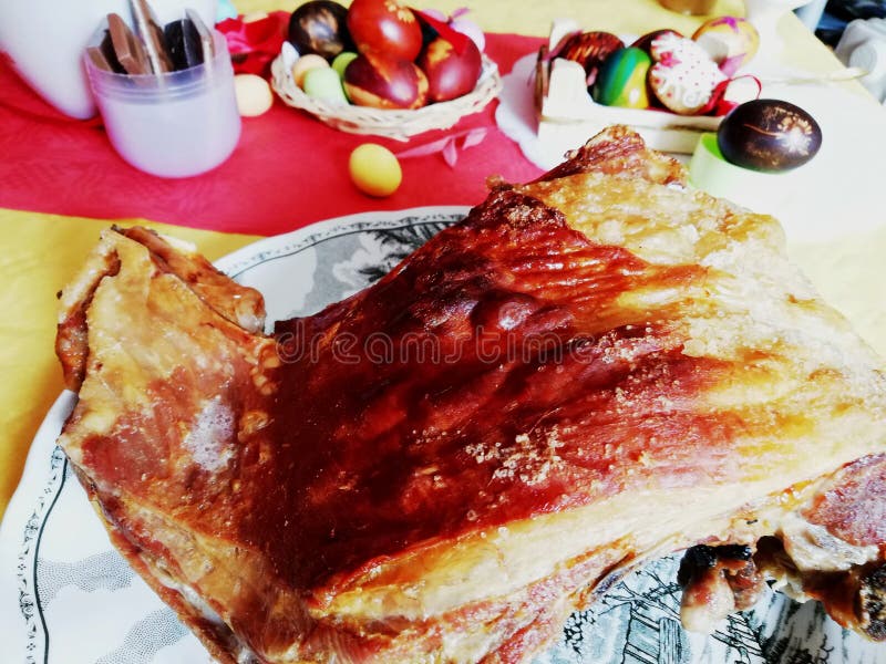Lamb Roasting ,lamb Roast in the Oven for the Easter Lunch Stock Image ...