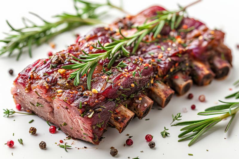 A Large Piece of Meat with Herbs and Spices on Top of it. Stock Photo ...