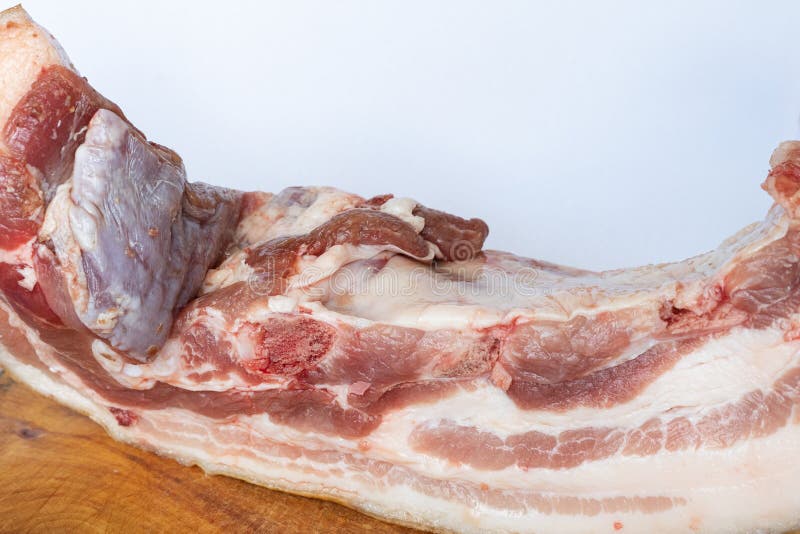 A Large Piece of Raw Pork Fat Germinated with Meat Stock Photo - Image ...