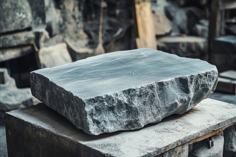 Large Piece of Raw Stone with a Smooth Top Surface, Possibly for a ...