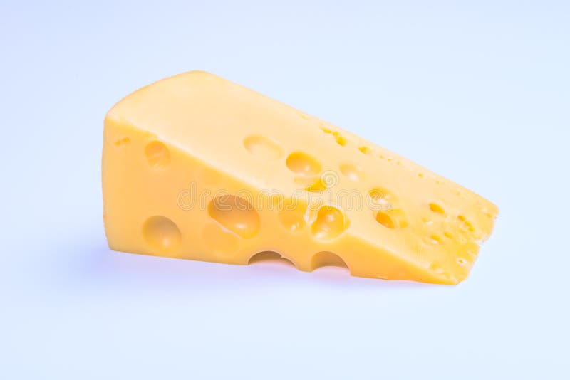 Large Piece of Yellow Cheese Close-up on White Background Stock Photo ...