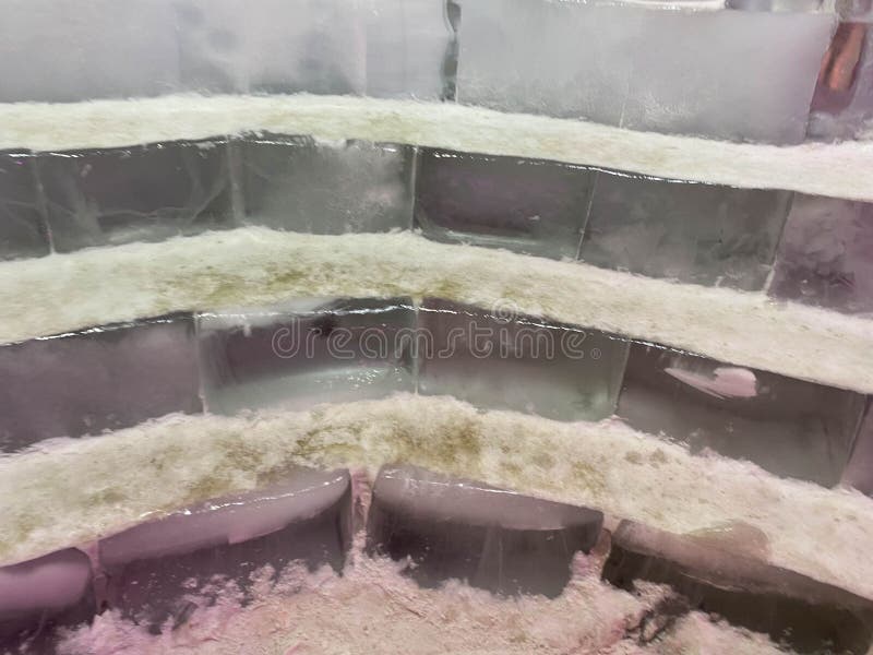 Large Pieces of Ice Made in the Form of a Brick Wall, Transparent ...
