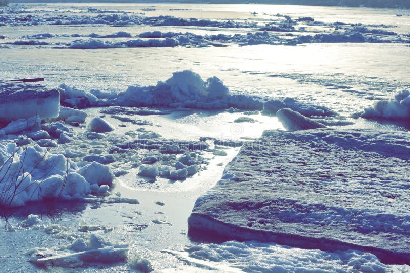 Large Pieces of Ice are White.ice Drift on the River Stock Image ...