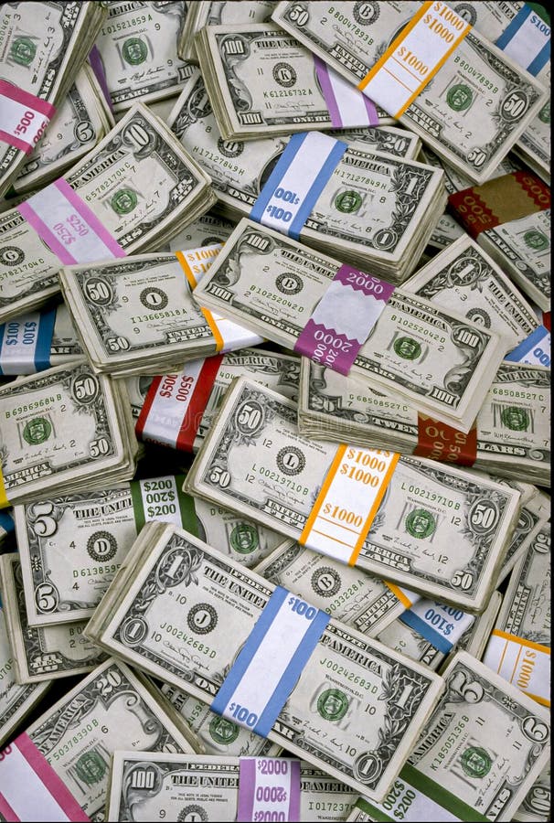 A Large Pile of Assorted Money Bills Stock Image - Image of effects ...